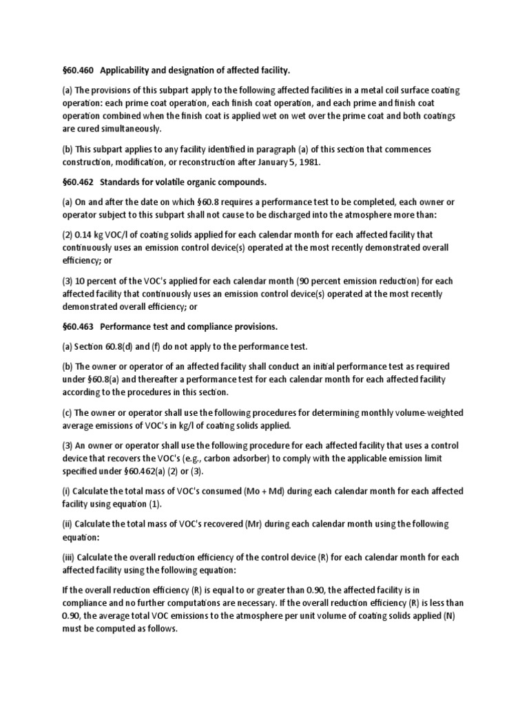 40 CFR Part 60, Subpart TT | PDF | Incineration | Volatile Organic Compound