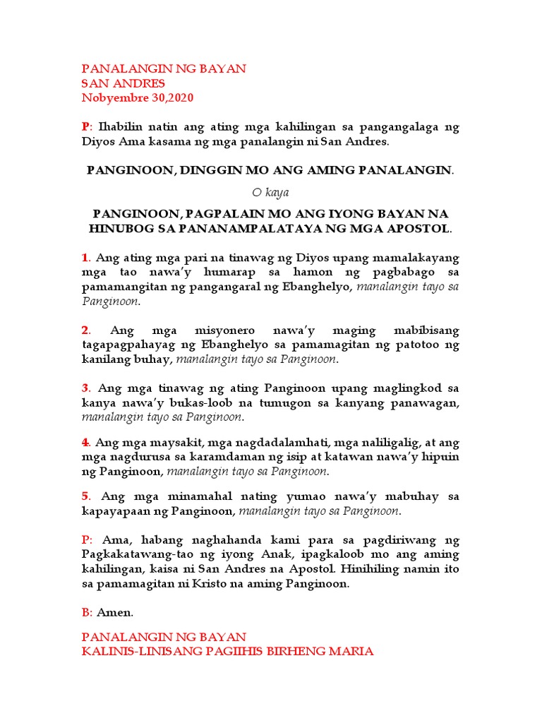 Panalangin NG Bayan | PDF