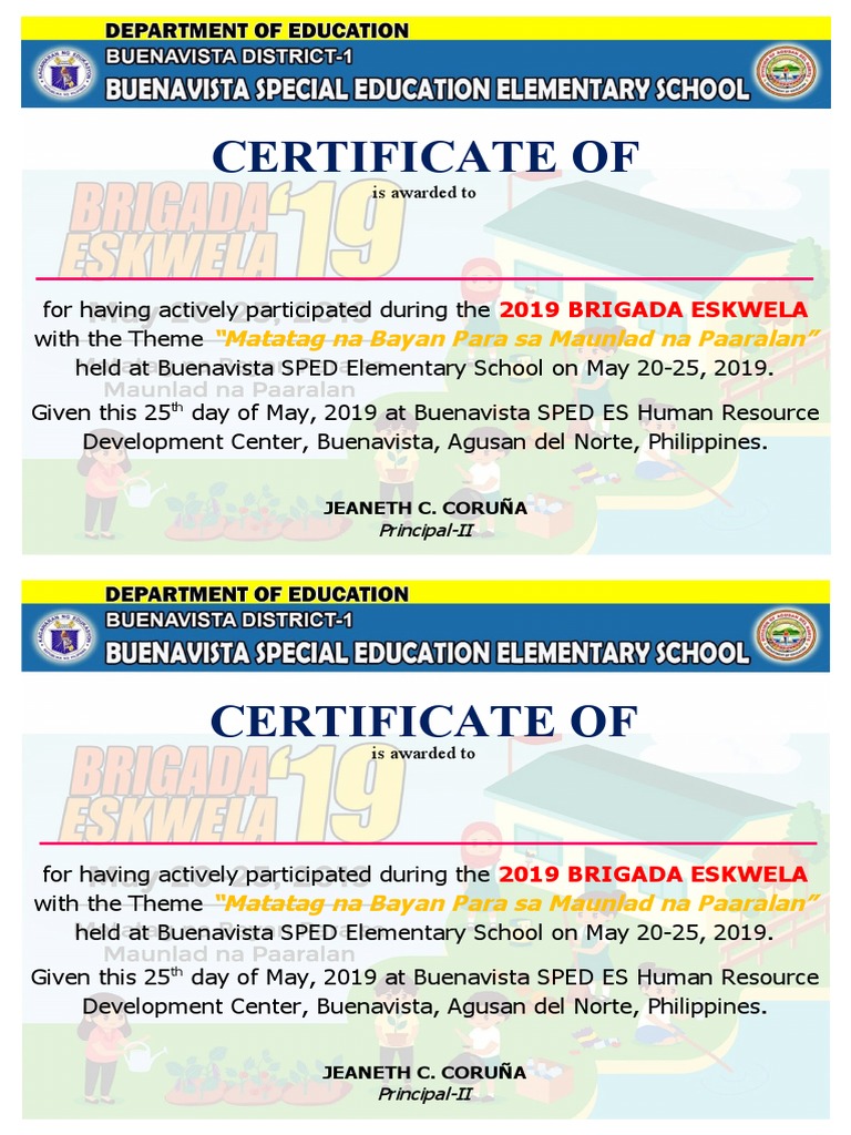 Brigada Cert Participation 2019 Portrait | PDF