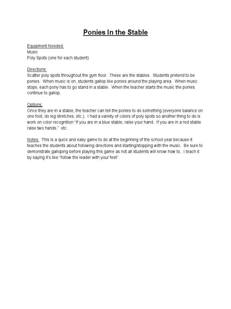 Fun Galloping Game for Kids | PDF | Art