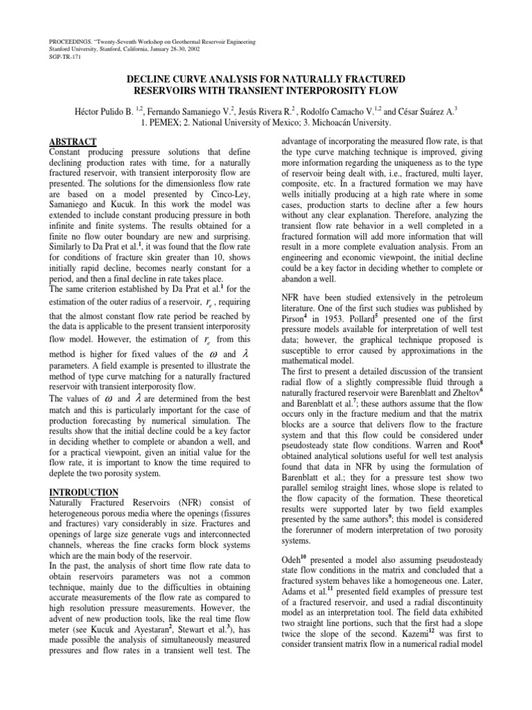 Decline Curve Analysis For Naturally Fractured Reservoirswith Transient