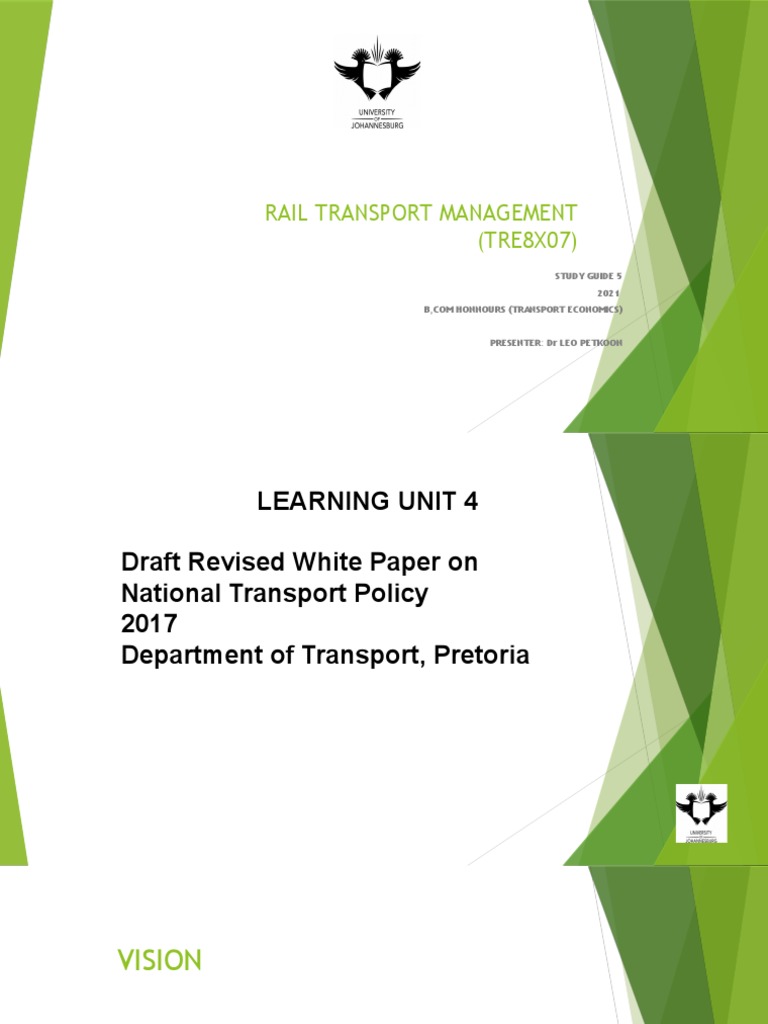 Revitalizing South Africa's Rail Transport: A Comprehensive Review of ...