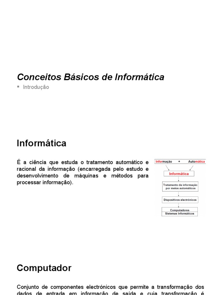 Conceitos Básicos de Informática | PDF | Dados | Entrada/Saída