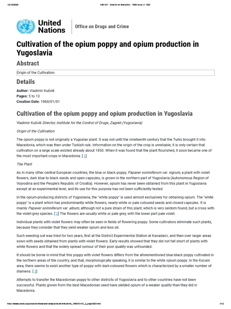 UNODC - Bulletin On Narcotics - 1960 Issue 2 - 002 | PDF | Opium | Sowing