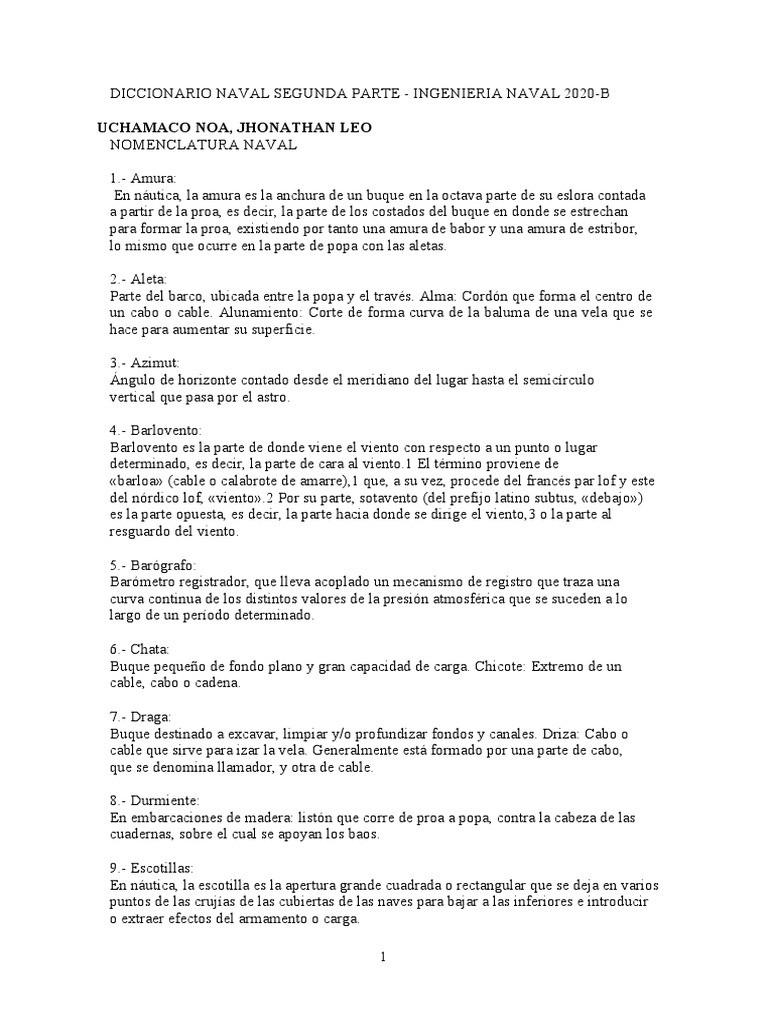 Diccionario Naval | PDF | Barcos | Barlovento y sotavento