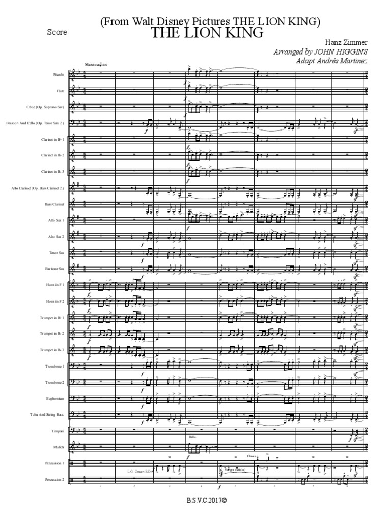 1.THE LION KING - Score | PDF | Instruments de musique | Divertissement ...