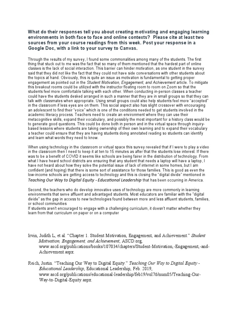 Creating Engaging and Motivating Learning Environments | PDF ...