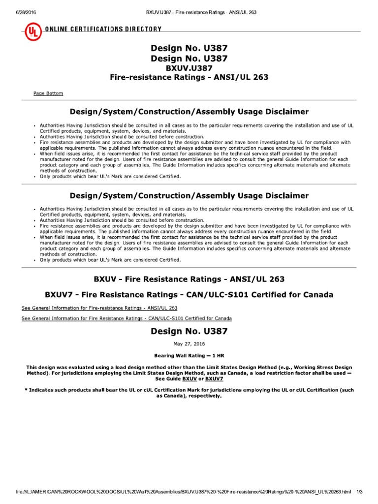 NORMA ANSI/UL U387 Wall Assembly | PDF