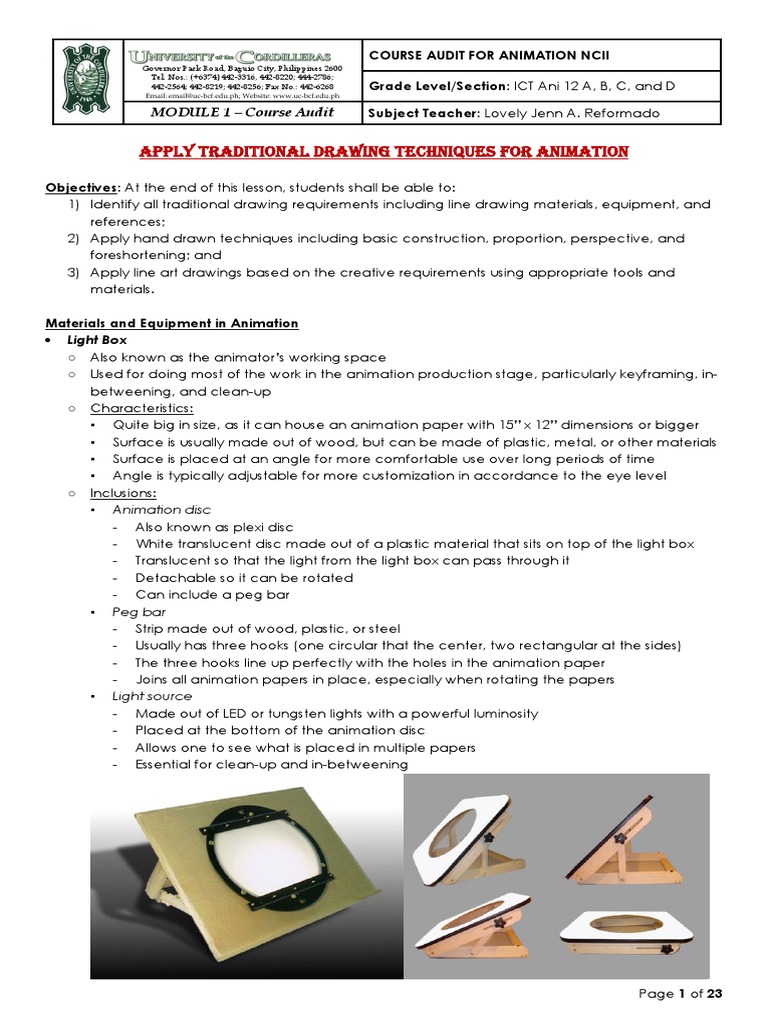 Module 1 - Apply Traditional Drawing Techniques For Animation | PDF ...