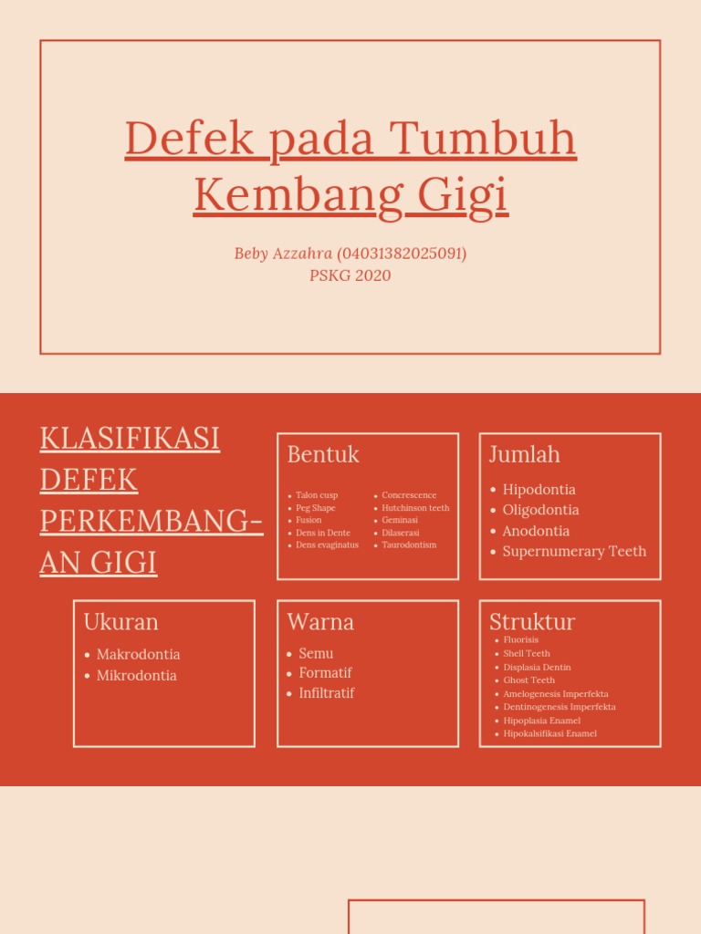 Defek Perkembangan Gigi dan Klasifikasinya | PDF