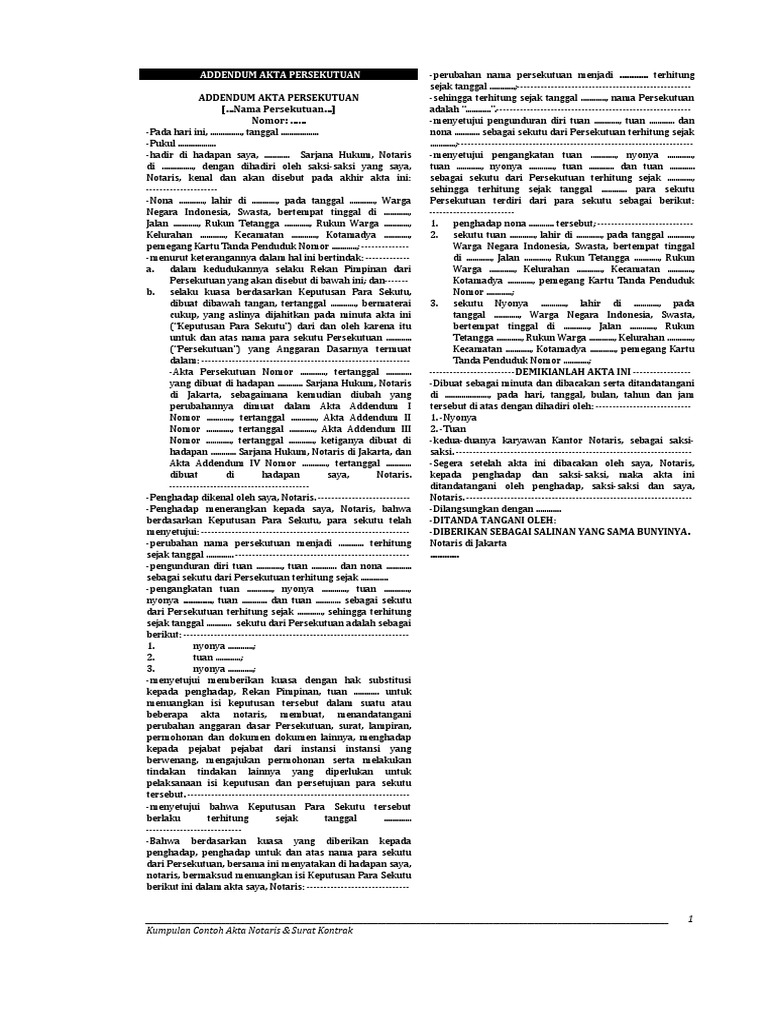 Addendum Akta Persekutuan | PDF