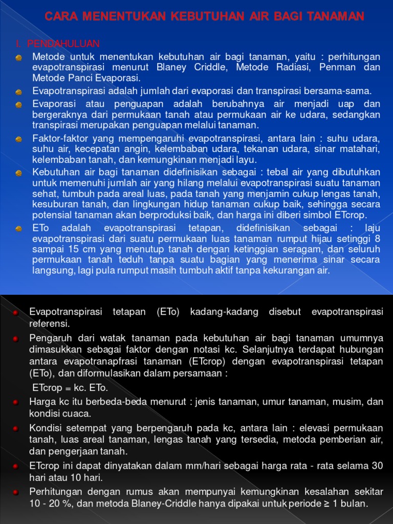 Kebutuhan Air Tanaman Metode Blaney Criddle | PDF