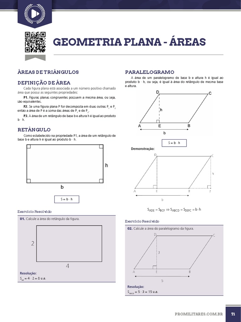 Geometria Plana - Fórmulas para Cálculo de Áreas de Figuras | PDF ...