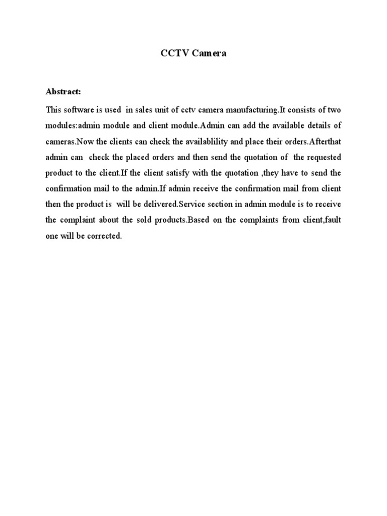 CCTV Camera | PDF