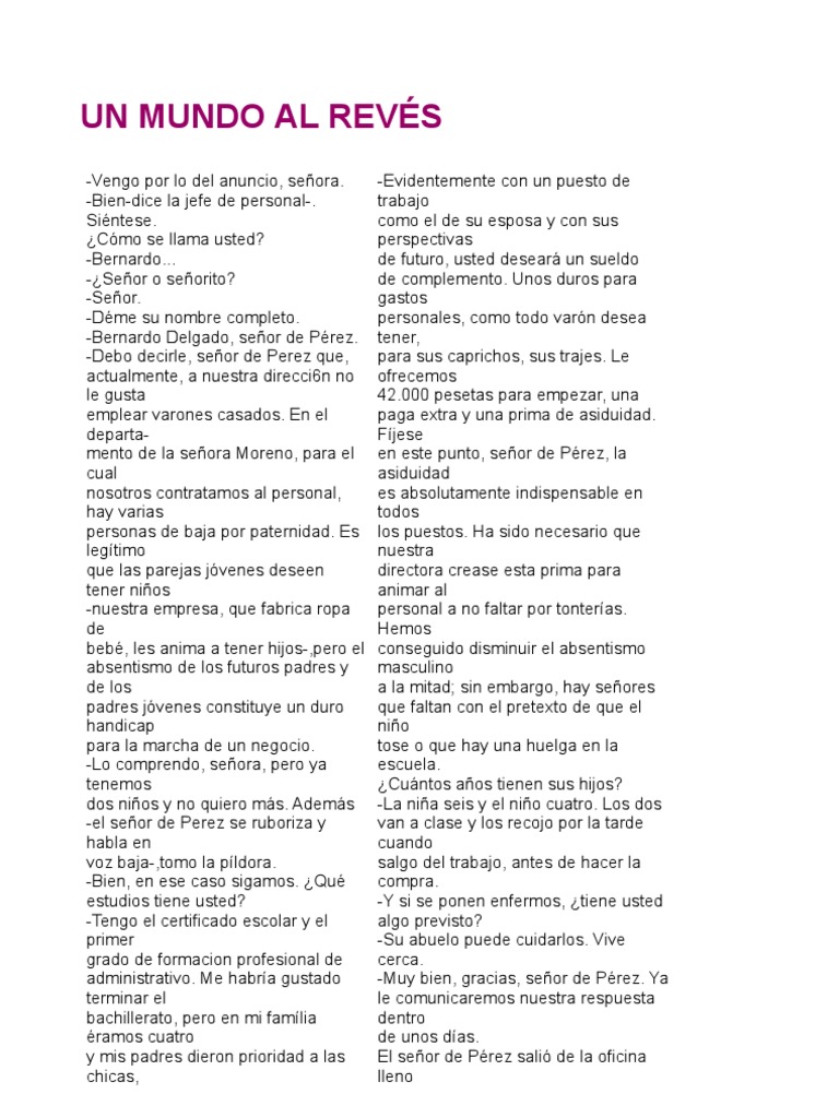 Un Mundo Al Revés | PDF