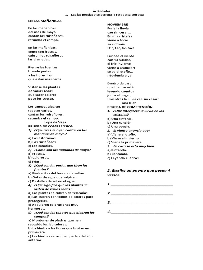 Poemas para Comprension Lectora | PDF | Poesía | Naturaleza