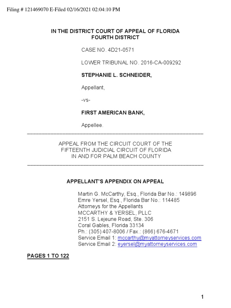 Appelants Brief On Jurisdiction, - Appendixchneider V First American ...