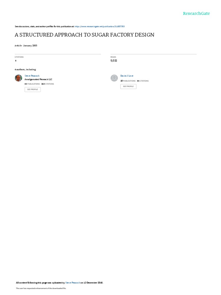 A Structured Approach To Sugar Factory Design | PDF | Steam | Sucrose