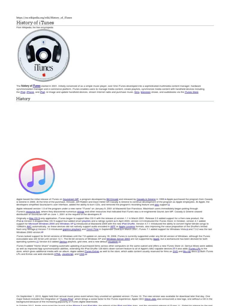 History of Itunes | PDF | I Tunes | Ios
