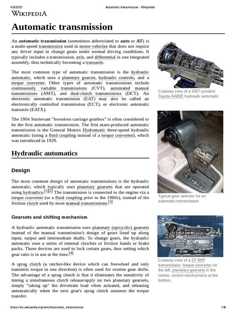 Overview of Automatic Transmissions | PDF | Automatic Transmission ...