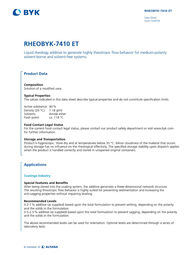 TDS Rheobyk-7410 Et en | PDF | Rheology | Pharmaceutical Formulation