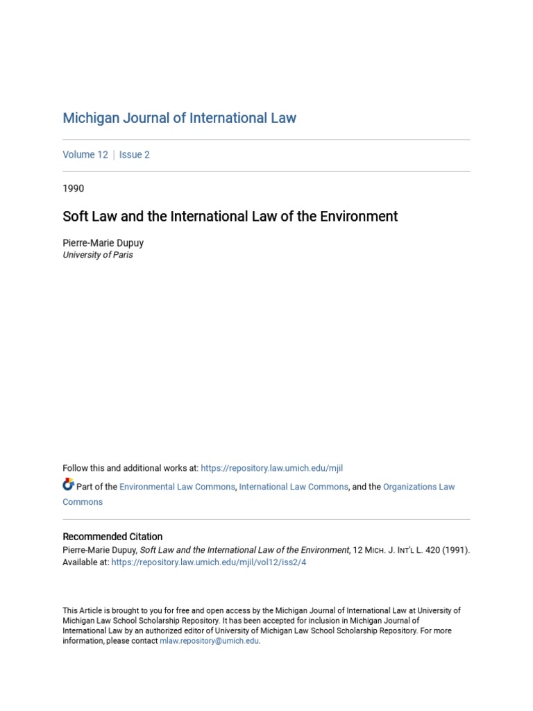 Soft Law and The International Law of The Environment | PDF | United ...