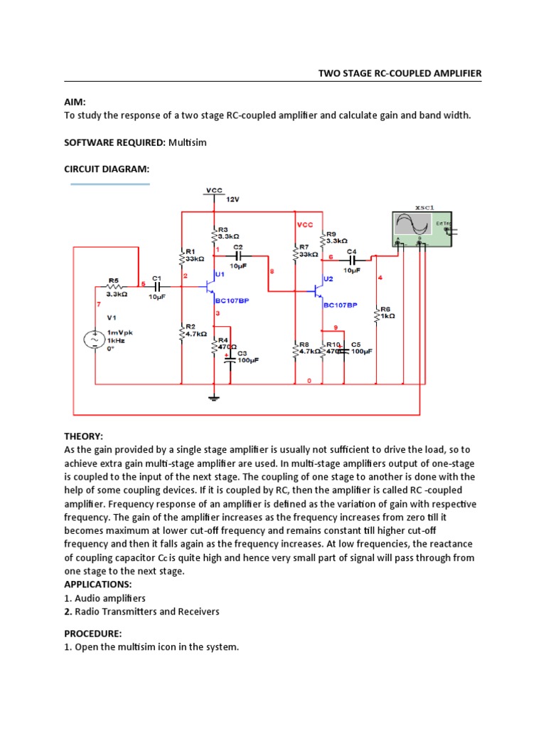 TWO STAGE RC Coupled Amplifier | PDF | Amplifier | Electronic Circuits