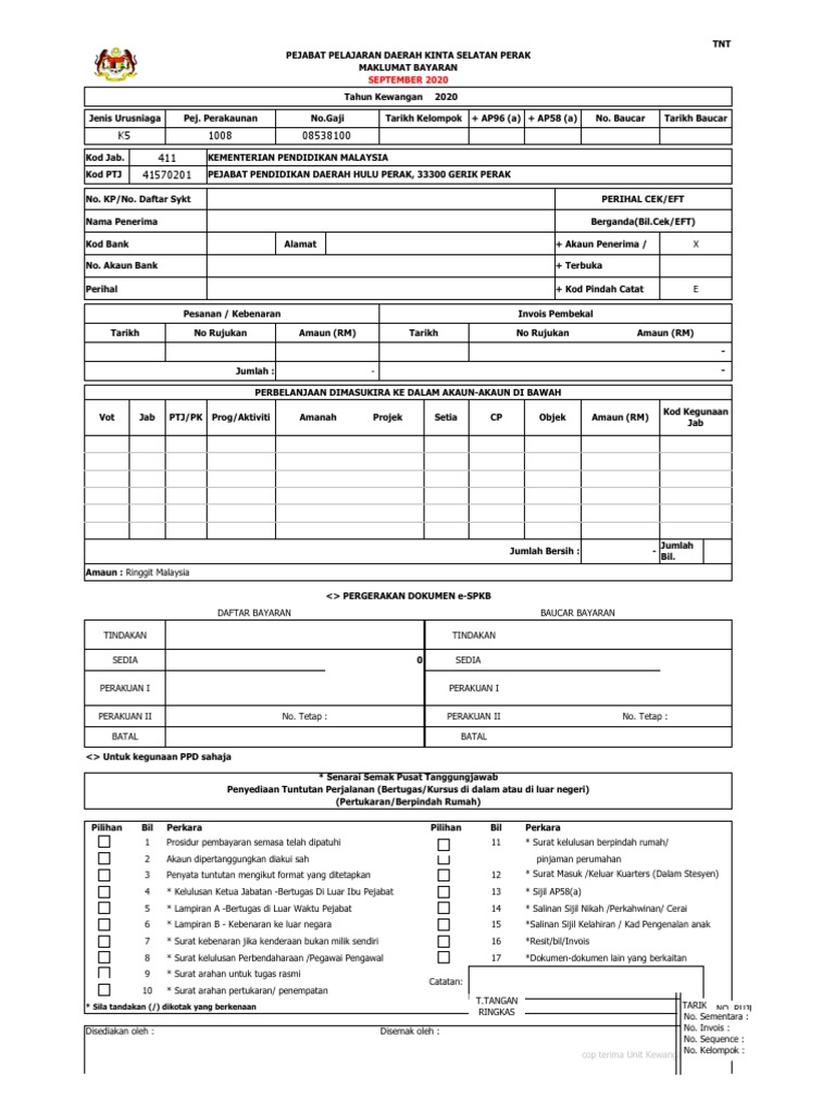 Borang TNT 2020 - Gred 41-44 | PDF