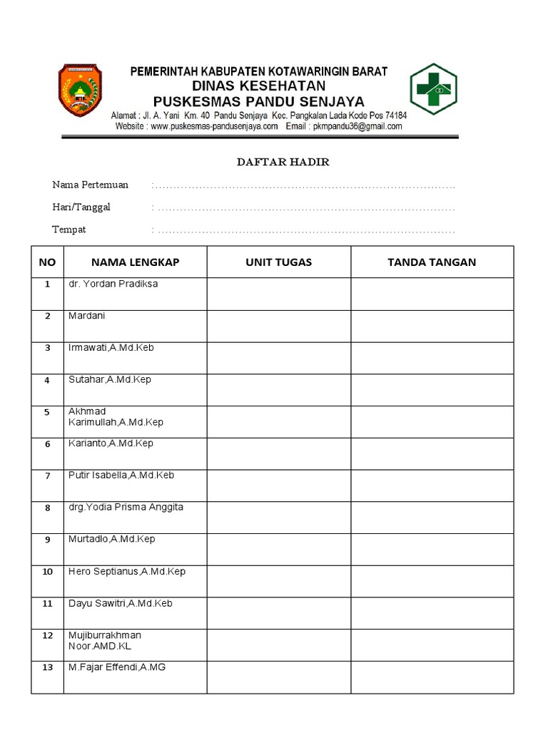 Absensi New - Docx + Nama | PDF