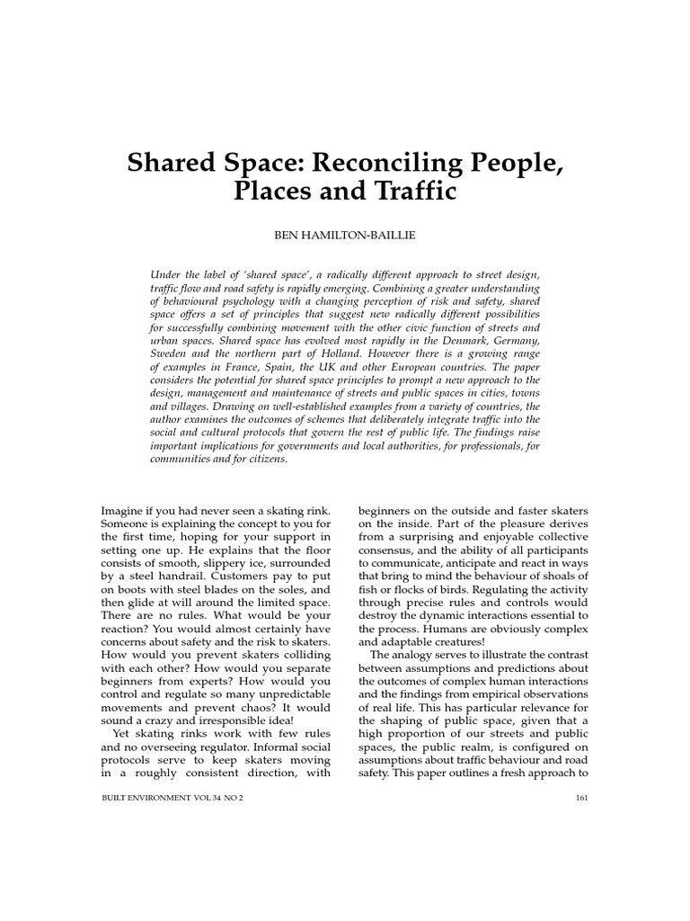 Shared Space: A New Approach to Street Design | PDF | Traffic | Street