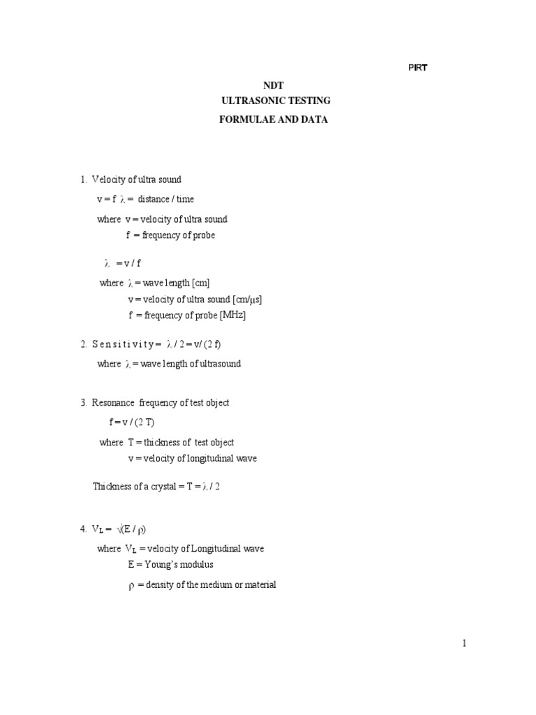 UT L3 Formula | PDF | Ultrasound | Sound