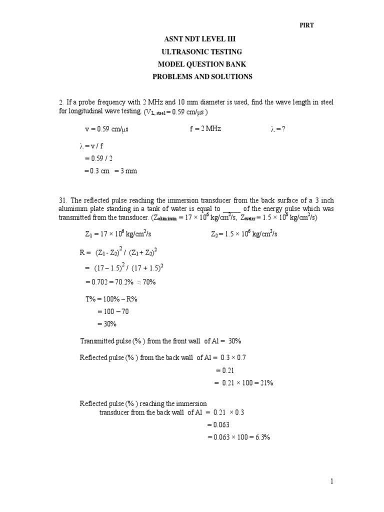 UT L3 Problems & Solutions | PDF | Attenuation | Sound