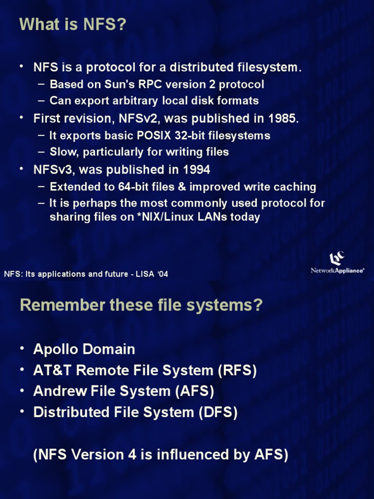 What Is NFS?: - NFS Is A Protocol For A Distributed Filesystem | PDF | Computer Cluster ...