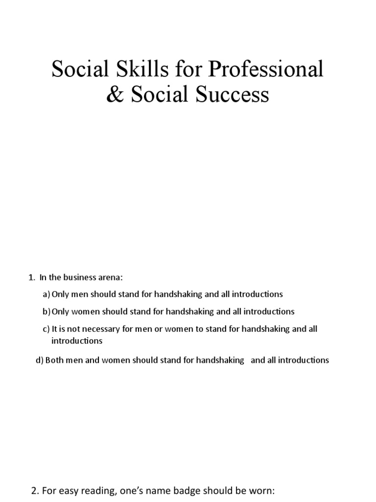 Professional Social Skills Guide | PDF | Etiquette | Human Nature
