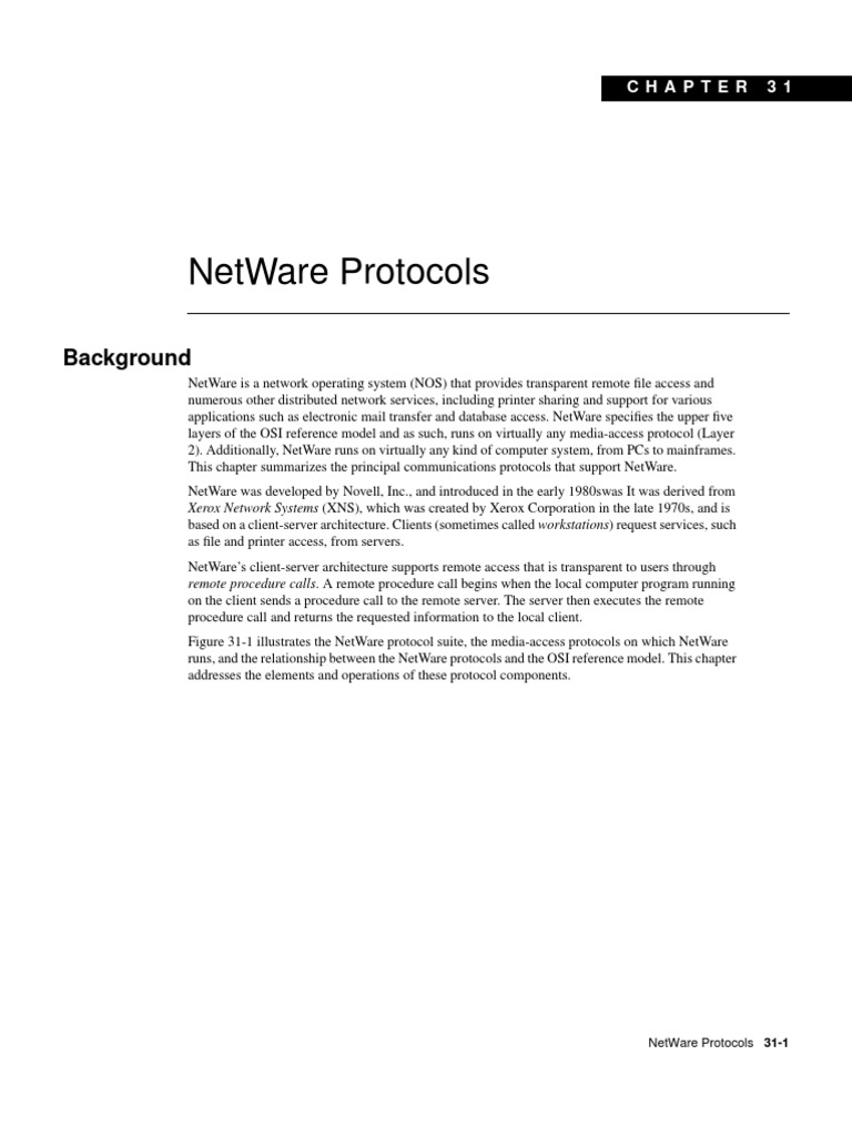Netware Protocols: Background | PDF | Computer Network | Internet Protocol Suite