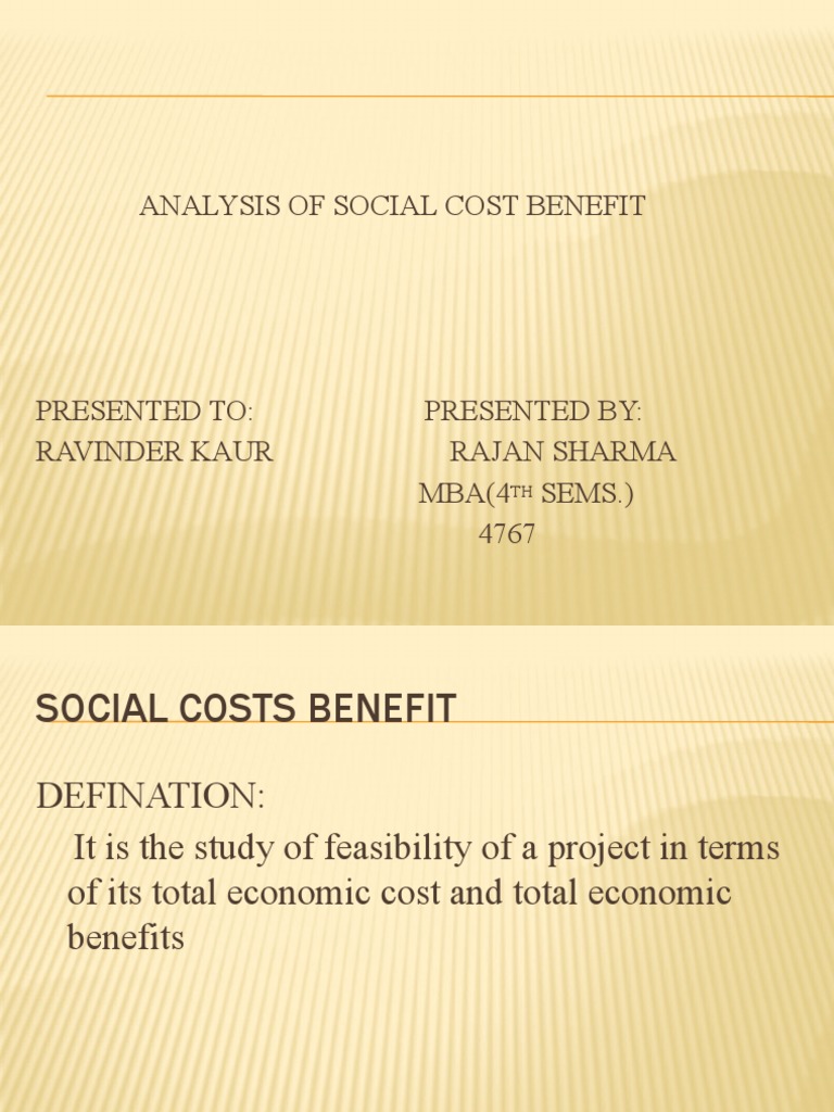 Analysis of Social Cost Benefit | PDF | Cost–Benefit Analysis | Economics