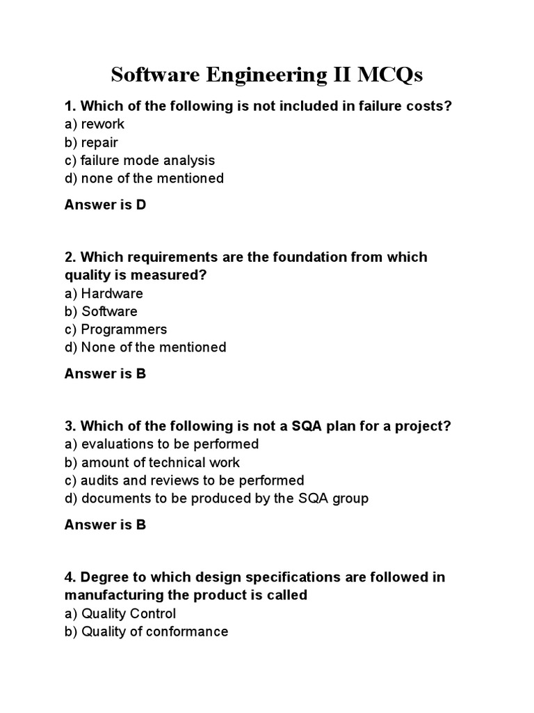 Software Engineering II MCQs Guide | PDF | Software Testing | Unified ...