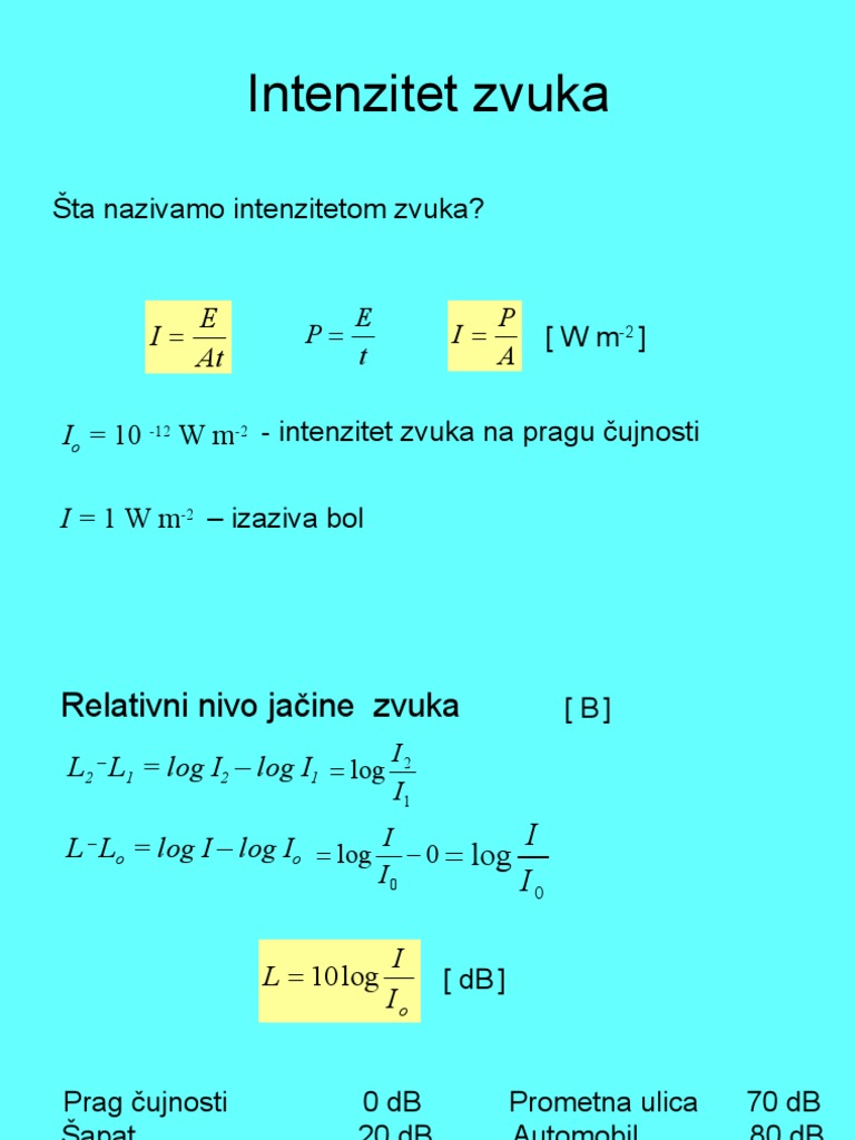 15 Intenzitet Zvuka | PDF