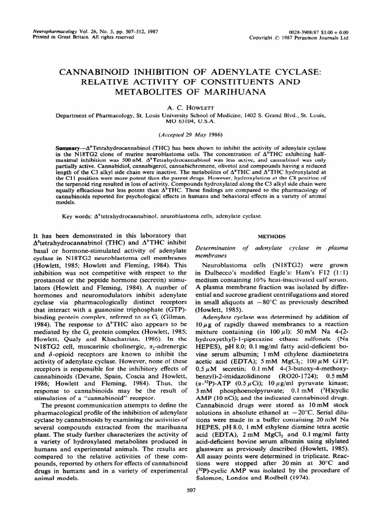 Howlett May 1987 | PDF | Tetrahydrocannabinol | Cannabis (Drug)