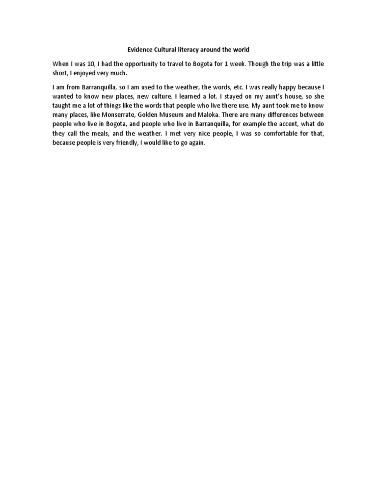 Evidence Cultural Literacy Around The World Resuelto | PDF