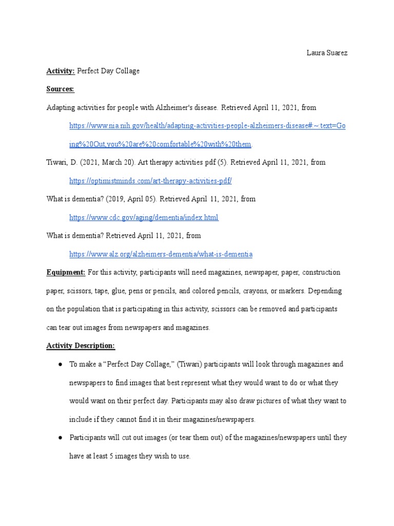 Perfect Day Collage | PDF | Dementia | Psychiatry