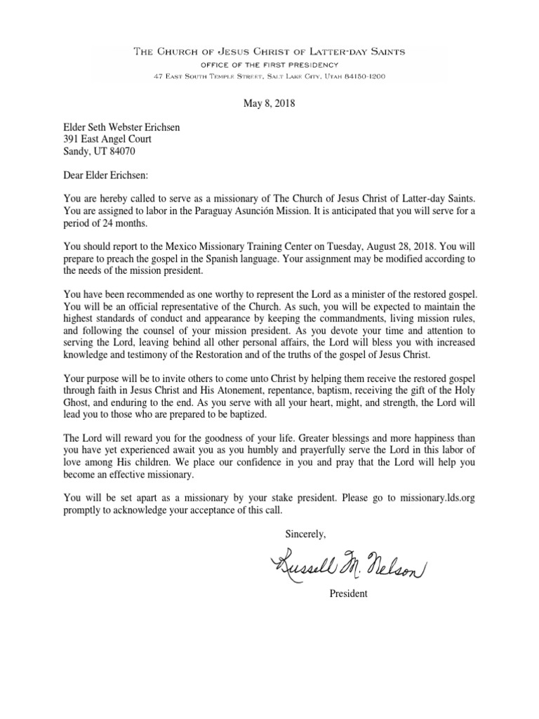 Your Mission Call Letter | PDF
