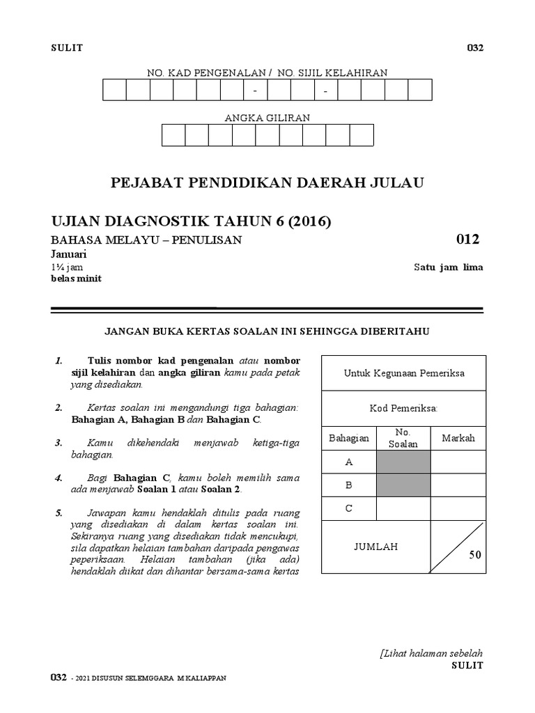 Ujian Diagnostik K2 Pdf