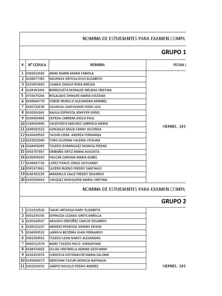 Examen Complexivo Cronograma | PDF