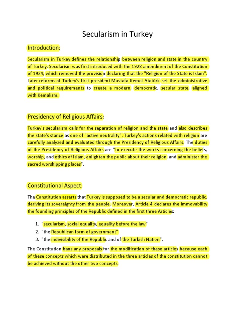 Secularism in Turkey | PDF | Government | Religion And Government