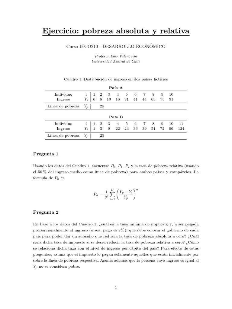 Ejercicio Pobreza | PDF