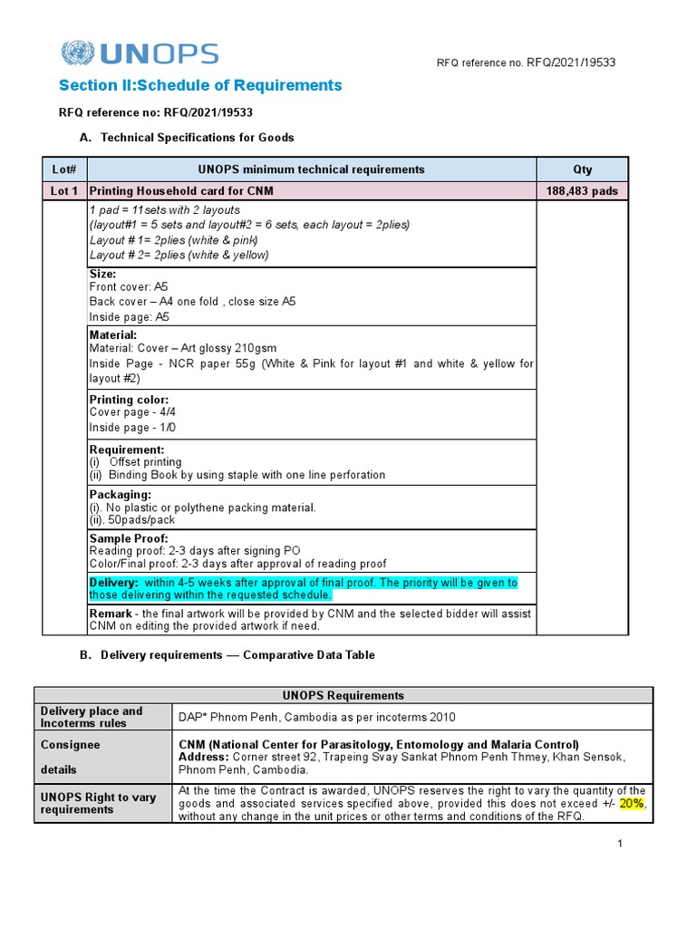 RFQ for Printing Household Cards | PDF | Business