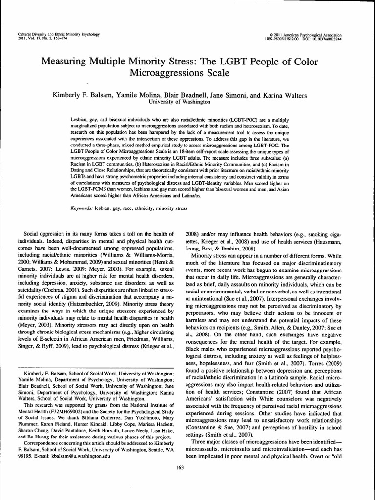 Measuring Multiple Minority Stress The LGBT People of Color ...