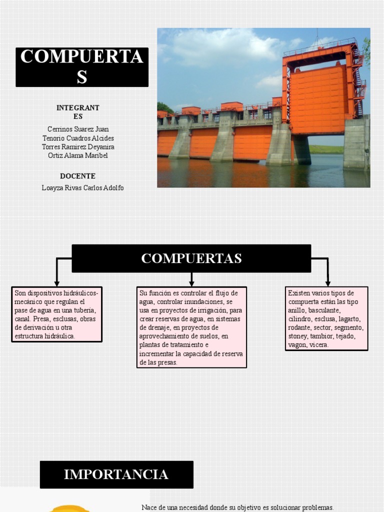 Compuertas Hidráulicas: Tipos y Funciones | PDF | Represa | Hidráulica