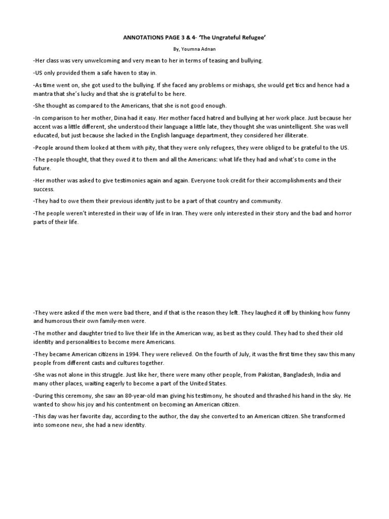 Ungrateful Refugee Annotations | PDF | Refugee